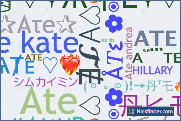 Nicknames for ATE: Aτe , ᴬᵀᴱジ, ᴀᴛᴇ, ༄ᶦᶰᵈ ཌATEŁ, ㅤᴀ֟፝ᴛᴇ