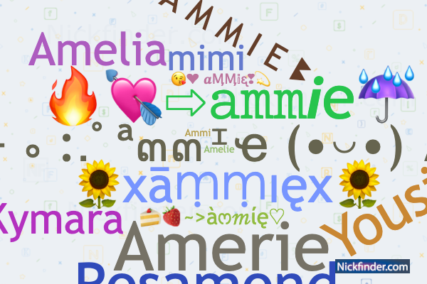 Nicknames for Ammie: mimi, A M M I E