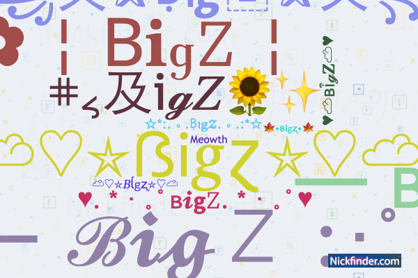 Nicknames for BigZ: BIG _Z, ↯ BIG Z, Big z, Big Z ️🐧, ʙɪɢᴢ