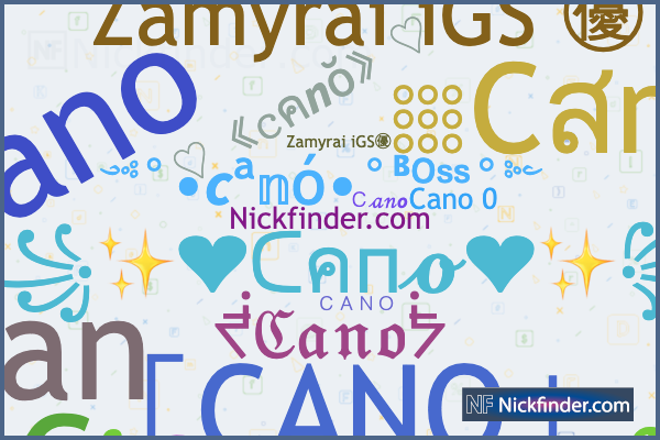 Nicknames for Cano: ꧁ ༒ CANO༒ ꧂, ᖫℭ𝔞𝔫𝔬ᖭ, ꪶ࿋྄ིᤢꫂCAᴺ͢͢͢O, CANO, Cano ჯㅤ