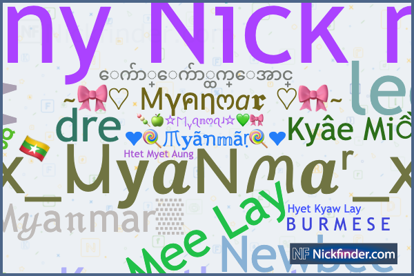 Nicknames for Myanmar: Htet Myet Aung, Min Thway Khant, Thai Lan Chung ...