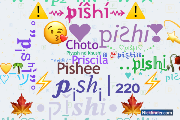 Apelidos para Pishi: Priscila, ᑭIՏᕼI, Ꮲ ᶦ Ꮥ Ꮋ I, Pishee, Khushi piyush