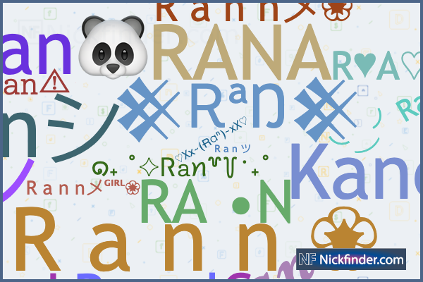 Nicknames for Ran: R a n nメᴳᴵᴿᴸ , ᴿᴬᴺ, R a n n , ʀᴀɴ, R a n ツ