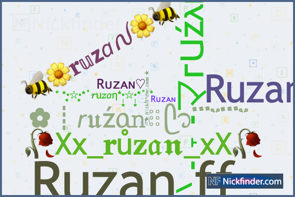 Nicknames for Ruzan: Ruzã___ña, Ruzanna, Rᴜᴢᴀɴ♡, Rᴜᴢᴀɴ, Ruzana