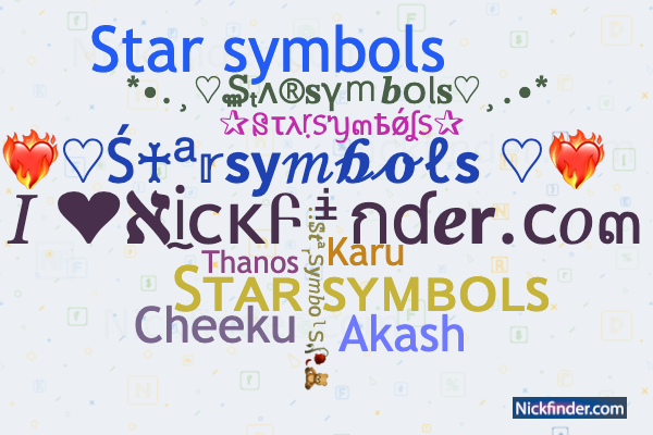 Nicknames for Starsymbols: Sᴛᴀʀ sʏᴍʙᴏʟs, Star symbols, Start, star ...