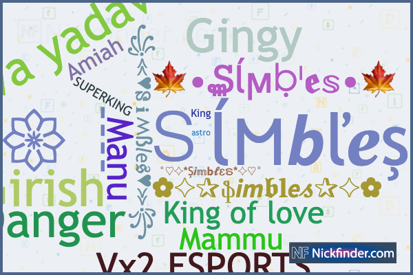 Nicknames for Simbles: Disions, astro, King of love, Manu, Gingy