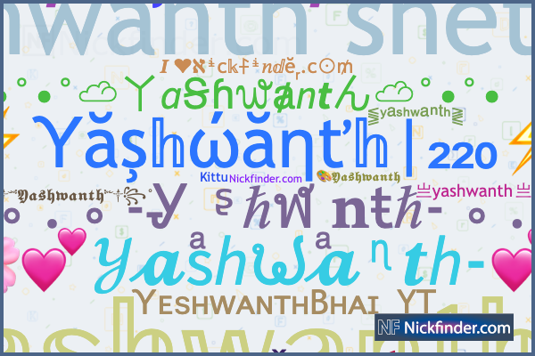 Nicknames for Yashwanth: ꧁°༒༺𝖄𝖆𝖘𝖍𝖜𝖆𝖓𝖙𝖍༻༒꧂°, ꧁༒𝖄𝖆𝖘𝖍𝖜𝖆𝖓𝖙𝖍༒꧂, 『𝖄𝖆𝖘𝖍𝖜𝖆𝖓𝖙𝖍 ...