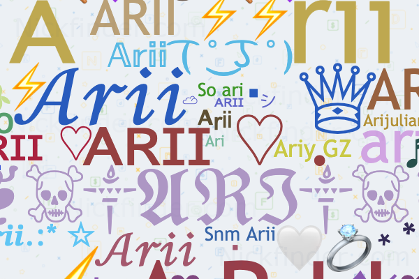 Apodos para Arii: ᴀʀɪɪ ♡︎ ., ︎☠︎︎༒︎𝔄ℜℑ༒︎☠︎︎ ︎, 𝒜𝓇𝒾𝒾 ．♕, ☁︎ㅤᴀʀɪɪㅤシ︎ ...