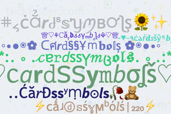 Nicknames for Cardssymbols