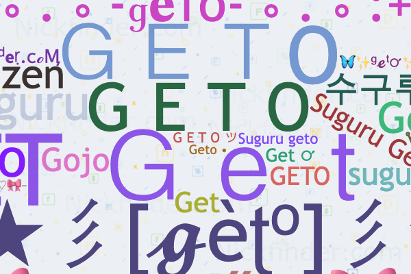 Apodos para Geto: G E T O ッ, ꫟ㅤGETOㅤ㊝, G E T O, Geto •, SPEET Geto๖ۣ•҉