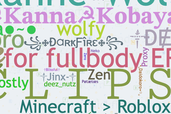 Nicknames for Vrchat: ༒ 𝙴 𝙲 𝙻 𝙸 𝙿 𝚂 𝙴 ༒, ꧁࿇ÐɑʀҟƑîʀɛ࿇꧂, ༒ĐɆⱠɆ₮łØ ...